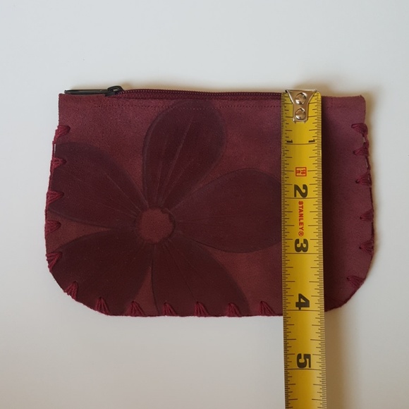 Bags | Leather Maroon Small Walletcoin Purse | Poshmark